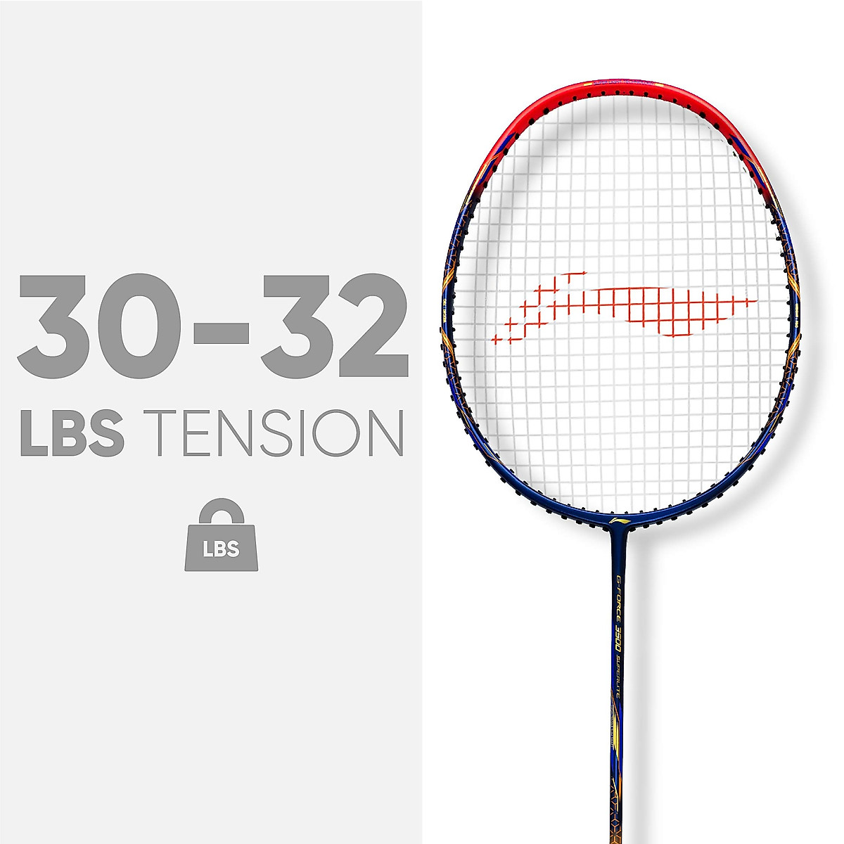 Li-Ning G-Force Superlite 3500 Carbon Fiber Unstrung Badminton Racket with Full Cover (Navy, Red) (AYPQ094-5)