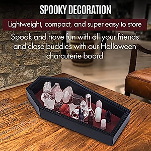 CEFRECO Wooden Coffin Tray - Gothic Halloween Serving Trays - Spooky Goth Home Decor for Makeup Organizer for Vanity - Crystal Tray Holder for Stones Display - Witchy Gifts for Women