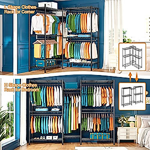 Raybee Heavy Duty Clothes Rack, 825 LBS Clothes Racks for Hanging Clothes, Heavy Duty Clothing Racks for Hanging Clothes , DIY Portable Clothes Rack Wide Garment Rack Closet Rack, 74.5"W X 18"D X 77"H