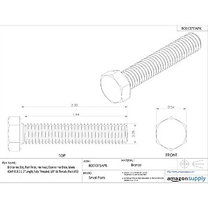 Small Parts Bronze Hex Bolt, Plain Finish, Hex Head, External Hex Drive, Meets ASME B18.2.1, 1-1/4" Length, Fully Threaded, 5/16"-18 UNC Threads (Pack of 5)