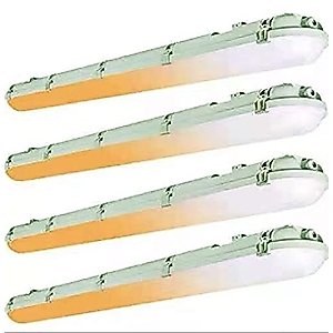 4Ft LED Vapor Proof Light Fixture 40W 3 Color CCT tunable 3000K-5000K dimmable Clear Cover 110-277V Waterproof Shop Light Car Wash Garage Tight Light Carport Warehouse Freezer ETL DLC Listed 6 Pack