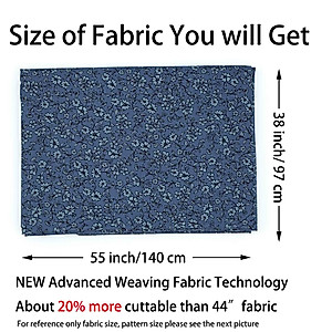 MasterFAB Cotton Fabric by The Yard for Sewing DIY Crafting Fashion Design Printed Floral Washable Cloth Bundles Voile;Full Width cuttable39 x 55inches (100x140cm) (Gray-Blue Spring Flowers)