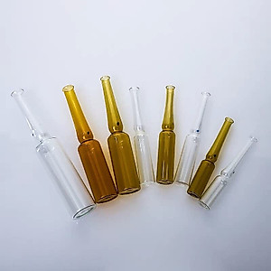 10pcs/lot 1/2/5/10/20ml (Bown/Transparent) Glass ampoule Bottle The Medicament ampule Vial (Size : 1ml Transparent)