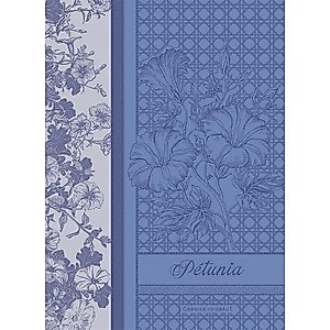 Garnier-Thiebaut, Petunia Bleu French Jacquard Kitchen / Tea Towel, 100% Organic Cotton, Blue, 22'' x 30'' (43394)