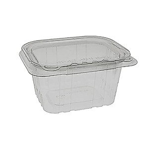 Pactiv Evergreen EarthChoice Tamper Evident Recycled Hinged Lid Deli Container, 16 oz, 5.38 x 4.5 x 2.63, Clear, Plastic, 304/Carton
