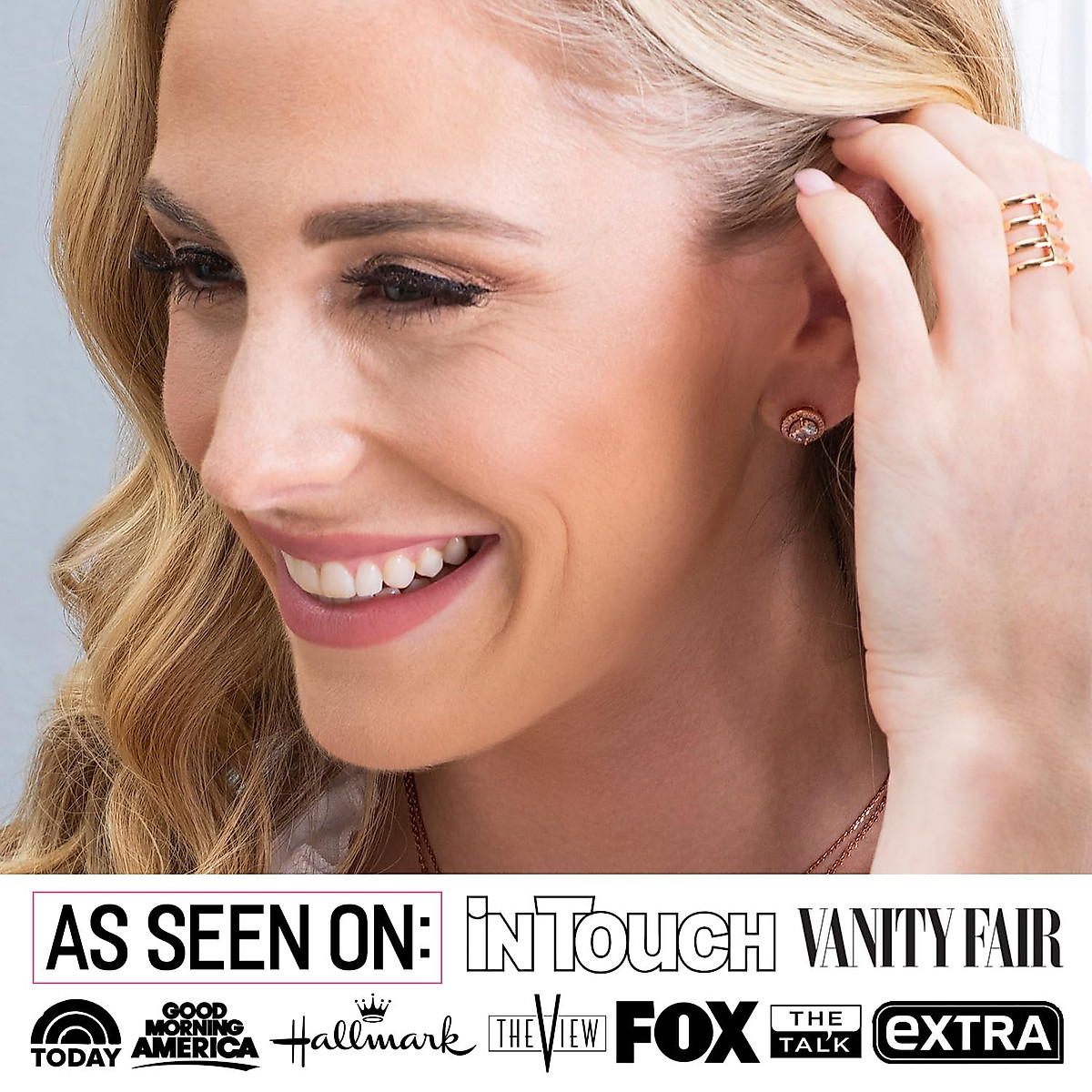 Cate & Chloe Ariel 18k White Gold Plated Halo Stud Earrings For Women, Sterling Silver Stud Earrings with Round Cut Crystals, Cubic Zirconia Earrings, Fashion Earrings