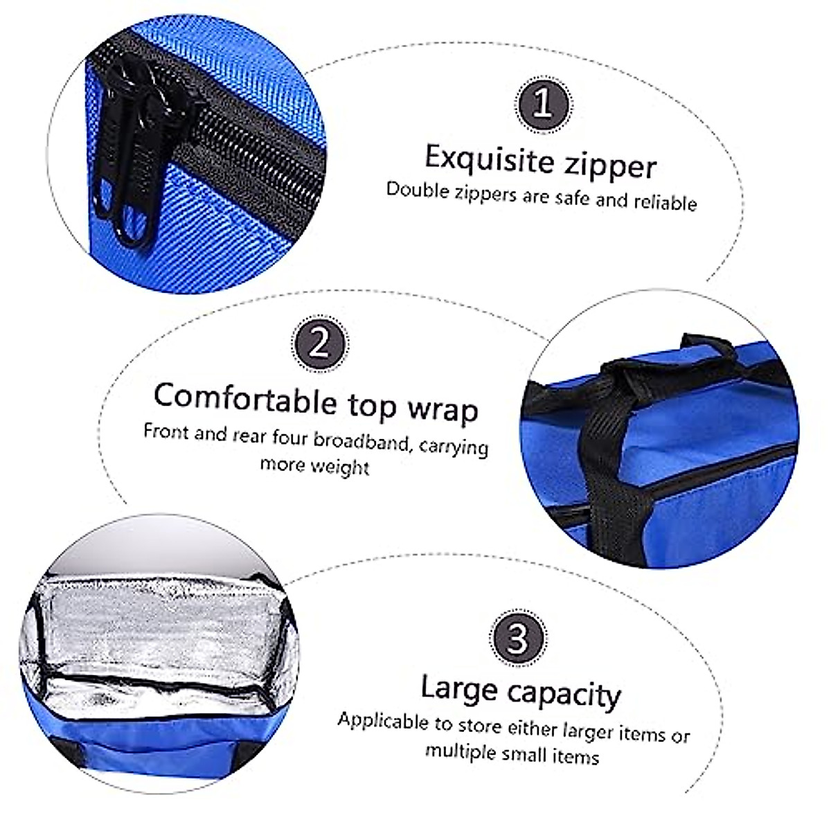 ULTECHNOVO Insulated Bag Beverage Container Food Container Large Shopping Bags Collapsible Basket Foldable Picnic Basket Insulated Basket Blue Pizza Delivery Bag Portable Lunch Cooler Bag