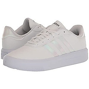 adidas Women's Court Platform Skate Shoe, White/White/Black, 9