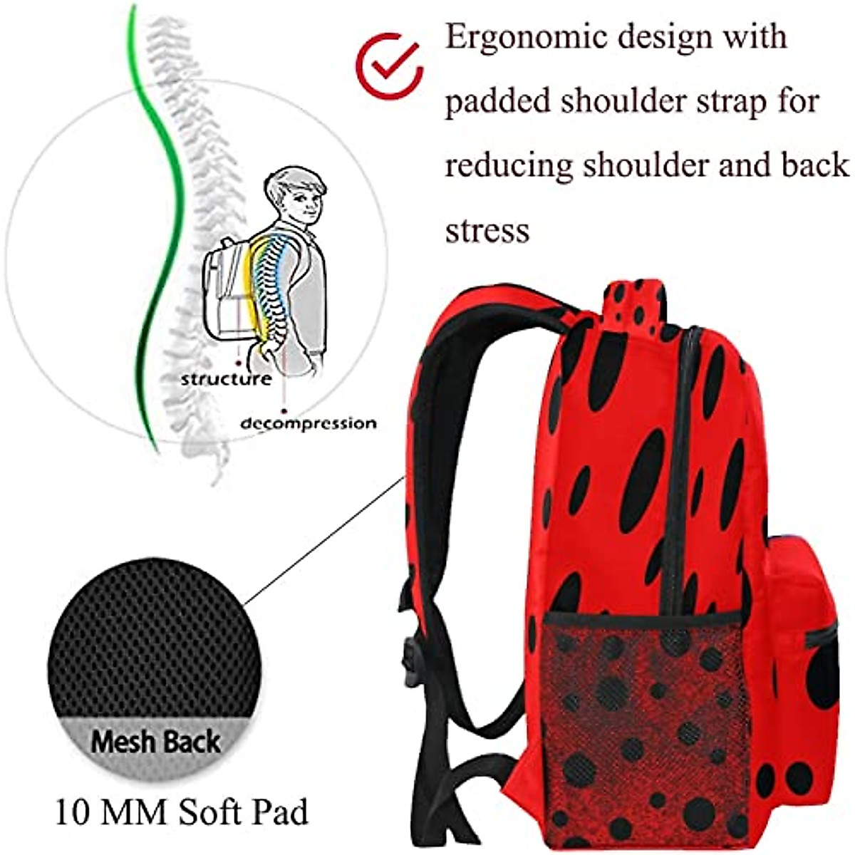 Toddler Backpack for Boys Girls Kids School Bag Cute Bookbag Ladybug Backpack