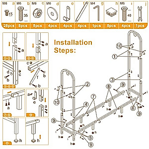 Simniam 4ft Firewood Rack Outdoor, Indoor-Outdoor Universal Wood Rack for Firewood, Includes 2 Sets of Hooks for Hanging Items, for Patio Firewood Storage, Steel Pipe Wood Rack Tool Accessories（Black