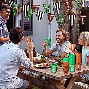 Nuenen 16 oz Football Plastic Cups Football Party Cup Favors Set Football Theme Reusable Cups Plastic Frosted Cup for Football Theme Party Supplies Kids Game Birthday Decorations(24 Counts)