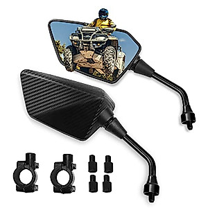 Esploratori ATV Mirror, Side Rearview Mirrors for Bike Motorcycle ATV Scooter Cruiser with 8mm 10mm Bolt, 7/8" Handle Bar Mount Clamp Compatible with Suzuki Yamaha Honda Kawasaki Victory and More