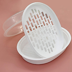 1-Tier Microwave Steamer Heating Steamer for Home Kitchen White (Oval)