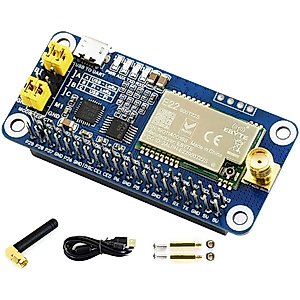 waveshare SX1262 LoRa HAT for Raspberry Pi 915MHz Frequency Band Data Transmission up to 5km Support Auto Repeating to Transmit Longer Wake on Radio Wireless Config Carrier Sensing Communication Key