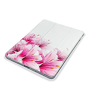 Kawaii Pink Lily Cute Flowers case Compatible with iPad Mini Air Pro 7.9 8.3 9.7 10.2 10.9 11 12.9 inch Pattern Cover New 2022 2021 Trifold Stand 3 4 5 6 7 8 9 Generation 515 (7.9" Mini 4/5)