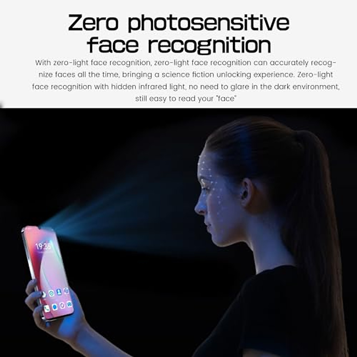 Smartphone, 6.5inch Ultra HD Screen 13 MP Camera Face Recognition Unlocked Cell Phone 4GB RAM 64GB ROM 8000mAh High Capacity Battery Triple Card Slot Mobile Phone (Blue)