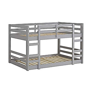 Walker Edison Alexander Classic Solid Wood Stackable Jr Twin over Twin Bunk Bed, Twin over Twin, Grey