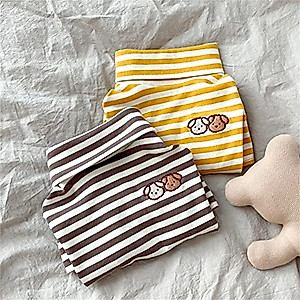 Cute Doggie Embroidery Dog Shirts Pet Cotton Striped T-Shirt Breathable Stretchy Dog Sweater Turtleneck Knitted Puppy Pullover for Cats Small Dogs (Small, Yellow Striped)