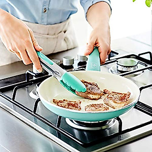 GreenLife Soft Grip Healthy Ceramic Nonstick, Cookware Pots and Pans Set, 16 Piece, Turquoise & Nylon Cooking Set, 7-Piece, Turquoise, 7pc Utensil, Turqouise