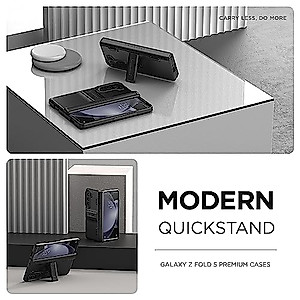 VRS DESIGN Phone Case for Galaxy Z Fold 5 5G Phone Case (2023) [Quick Stand Modern], Modern Neat Style Hinge Protection Case with Multi Angle Kickstand & Tempered Glass Screen Protector