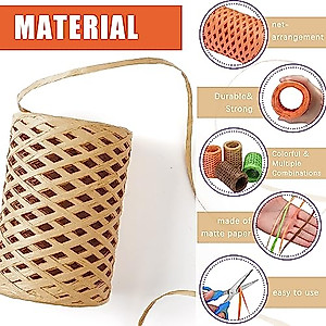 4 Roll Raffia Ribbon 1200 Feet Raffia Paper Ribbon Christmas Thanksgiving Gift for Gift Wrapping, DIY Craft, 300 Feet Each Roll(Green, Orange, Deep Brown, Light Brown)