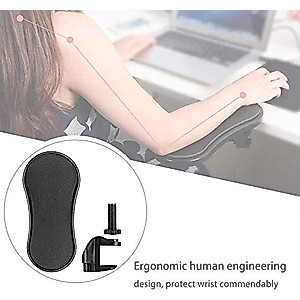 XBY-US Computer Arm Rest for Desk and Chair, Sturdy Mouse Arm Rest, arm Support for Computer Desk，Extender Rotating Elbow Pad Holder for Table, Office,Adjustable for Easy Typing & Pain Relief(Black)