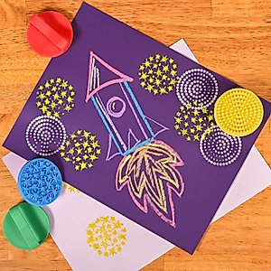 READY 2 LEARN Paint and Dough Palm Printers - Set of 4 - Arts and Crafts Rubber Stampers for Kids - DIY Patterns and Effects