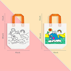 MOLDTAS 24 Styles Cute Cartoon Coloring Goodie Bags Reusable Coloring Carnival Art Party Favor Bags for Color Your Own Goodie Bags for Birthday Party DIY Crafts or Party Favors Supplies