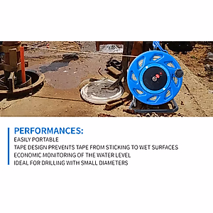 Water Level Meter Water Depth Gauge Water Level Gauge with Fixed Probe and Steel Tape for Water Well Measurement (100m)