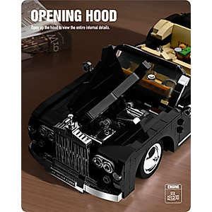 Nifeliz Retro Car ​Silver Cloud MOC Building Blocks and Construction Toy, Adult Collectible Model Cars Set to Build, 1:14 Scale Sports Car Model (1096 Pcs)