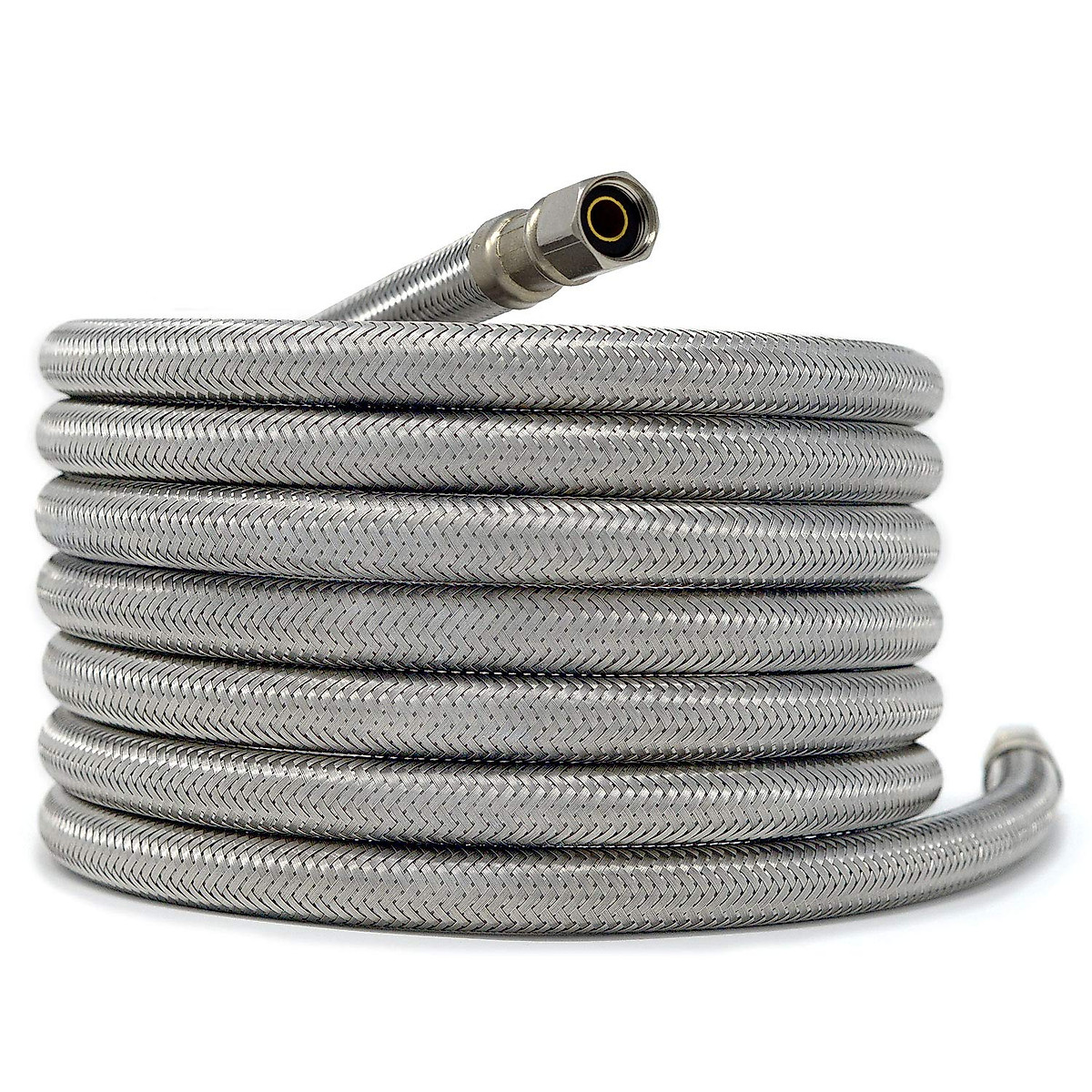 Braided Stainless Steel Ice Maker Water Supply Hose - 10 Ft - Universal 1/4" Connectors from Kelaro