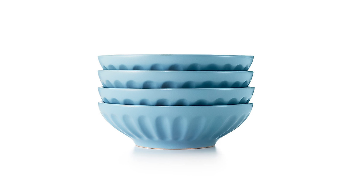 Elegant Capri Blue 4-Pc Ceramic Bowl Set - Durable & Chic