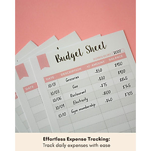Set of 60 Spending Tracker A6 Budget Sheets I Money Tracker for Budget Planner Binder - Use with Budget Tracker, Budget Folder, Budget Envelopes - Size 3.2 x 6.6 Inches - A6 Budget Binder Inserts