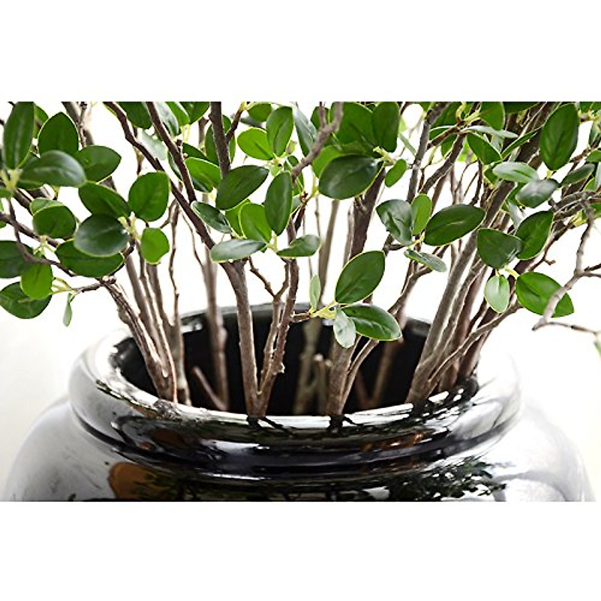 Htmeing Artificial Eucalytus Green Branches Faux Ficus Twig Home Office Shop Decoration (2PCS)