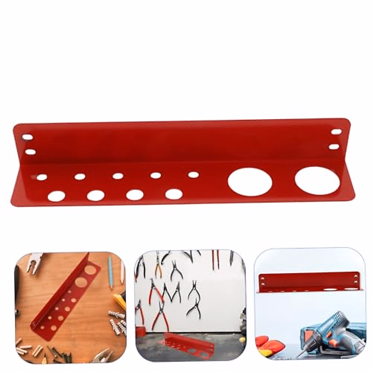 IWOWHERO Storage Hanging Board Storage Rack Tools Tool Holder Pegboard Accessory Shelf for Garage Tool Pegboard Organizer Warehouse Tool Shelf Garage Tool Shelf Rack for Hardware Red Steel