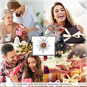 AMBEDORA Women's 925 Silver Oxidised Round Baltic Amber Celtic Sun & Moon Pendant on a Chain with a Snake Chain Gift Set