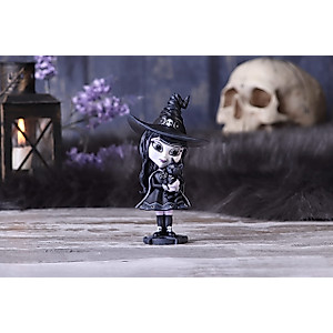 Nemesis Now Cult Cuties Hexara Witch Figurine 15cm, Resin, Black, Cute Witch and Feline Companion Figurine, Perfect Addition to Gothic Collection, Cast in The Finest Resin, Expertly Hand-Painted