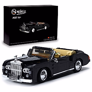 Nifeliz Retro Car ​Silver Cloud MOC Building Blocks and Construction Toy, Adult Collectible Model Cars Set to Build, 1:14 Scale Sports Car Model (1096 Pcs)