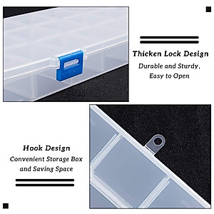 BENECREAT 3 Packs 24 Grids Large Transparent Plastic Storage Box Organizer with Adjustable Dividers for Beads, Jewelry and Other Craft Accessories - 12.8x6.2x1.2 Inches