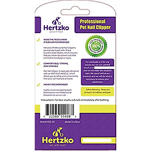Hertzko Professional Pet Nail Scissors Sharp Stainless Steel Angled Blade for Easy Cutting - Suitable for Small Breed Animals - Dogs, Cats, Rabbits and Birds
