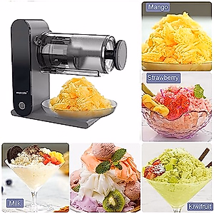 Shaved Ice Maker Snow Cone Rechargeable Slushie Machine Ice Cream Maker for Family Portable USB Charger 2 Set Block Ice Molds (Black)