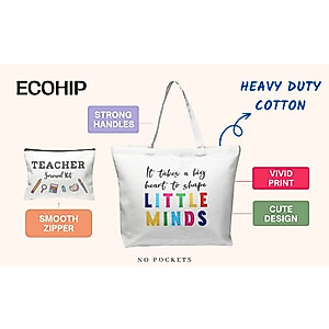 ECOHIP Canvas Teacher Bag Tote Teacher Appreciation Gifts for Women