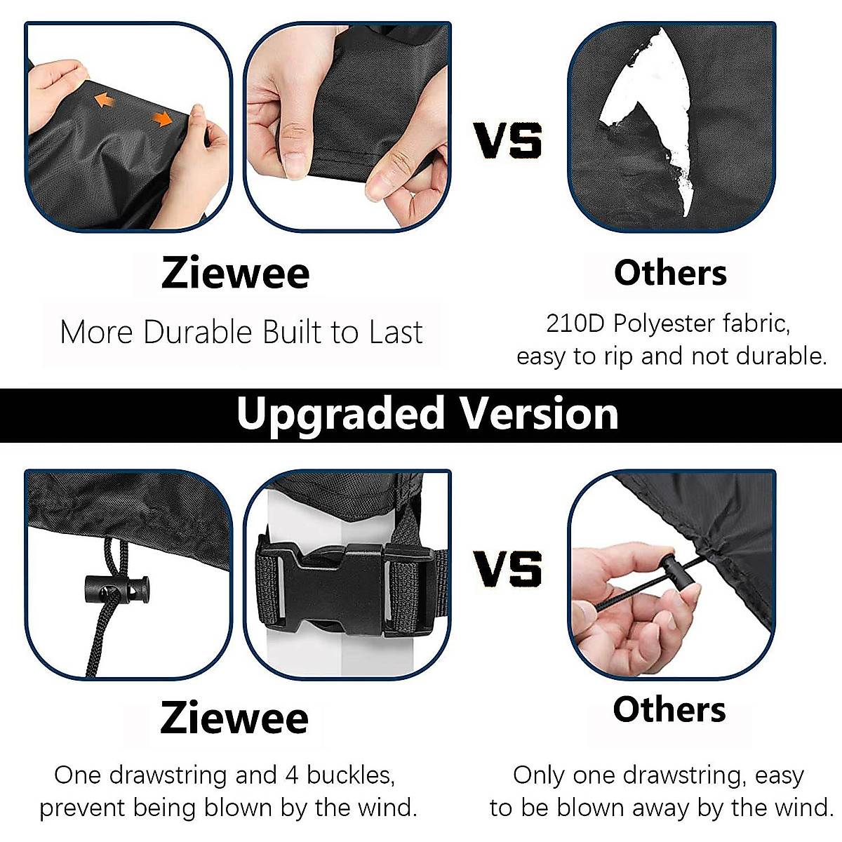 Patio Furniture Covers, Outdoor Table Covers Waterproof Rectangle, 600D Outdoor Furniture Covers, Wind Dust Proof Anti-UV Durable Patio Sectional Couch Cover 104"L x 88"W x 34"H / 260x220x85cm