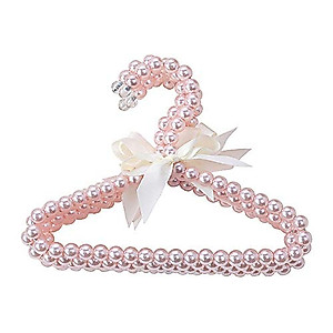 littlefall Dog Cat Pet Clothes Hanger Plastic Pearl Beaded Bow Clothes Dress Coat Hangers Closet Coat Storage Organizer Dry Rack 5 Pcs (Pink)