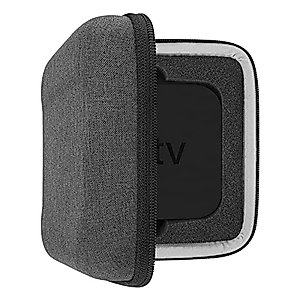 Geekria Shield Case Compatible with 2021 Appl TV 4K (32GB / 64GB) Case, Replacement Hard Shell Travel Carrying Bag with Room for Remote Controllers and Accessories (Grey)