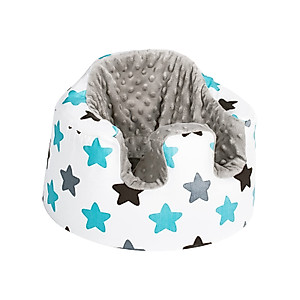 Solfres Seat Cover, Compatible with Bumbo Seat (Original), Ultra Soft and Cozy Fabric Seat Cover, Washable Bumbo Seat Protector, Blue Gray Star