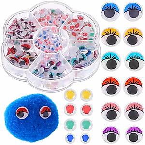 HOMSFOU 600pcs Googly Wiggle Eyes, Self-Adhesive Wobbly Eyes with Multi Colors and Sizes for DIY Craft