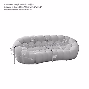 COULDWILL Modern Curved Sofa Upholstered Couch Overall Shaped Bubble Floor Sofa for Living Room, Office, Apartment, Orange