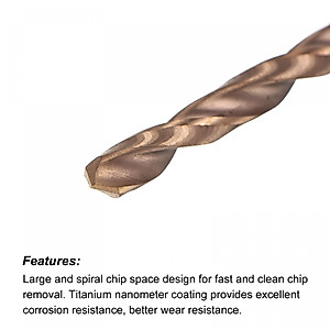 uxcell Twist Drill Bit, 2.4mm Jobber Drill Bit Nanoscale Titanium Coated K35 Tungsten Carbide Straight Shank 100mm Length for Drilling Stainless Steel Alloy Steel