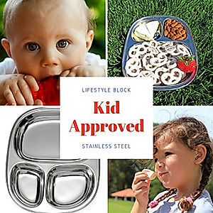 Lifestyle Block Stainless Steel Double Stack Cube 2 Compartment Lunch Box - X-Large